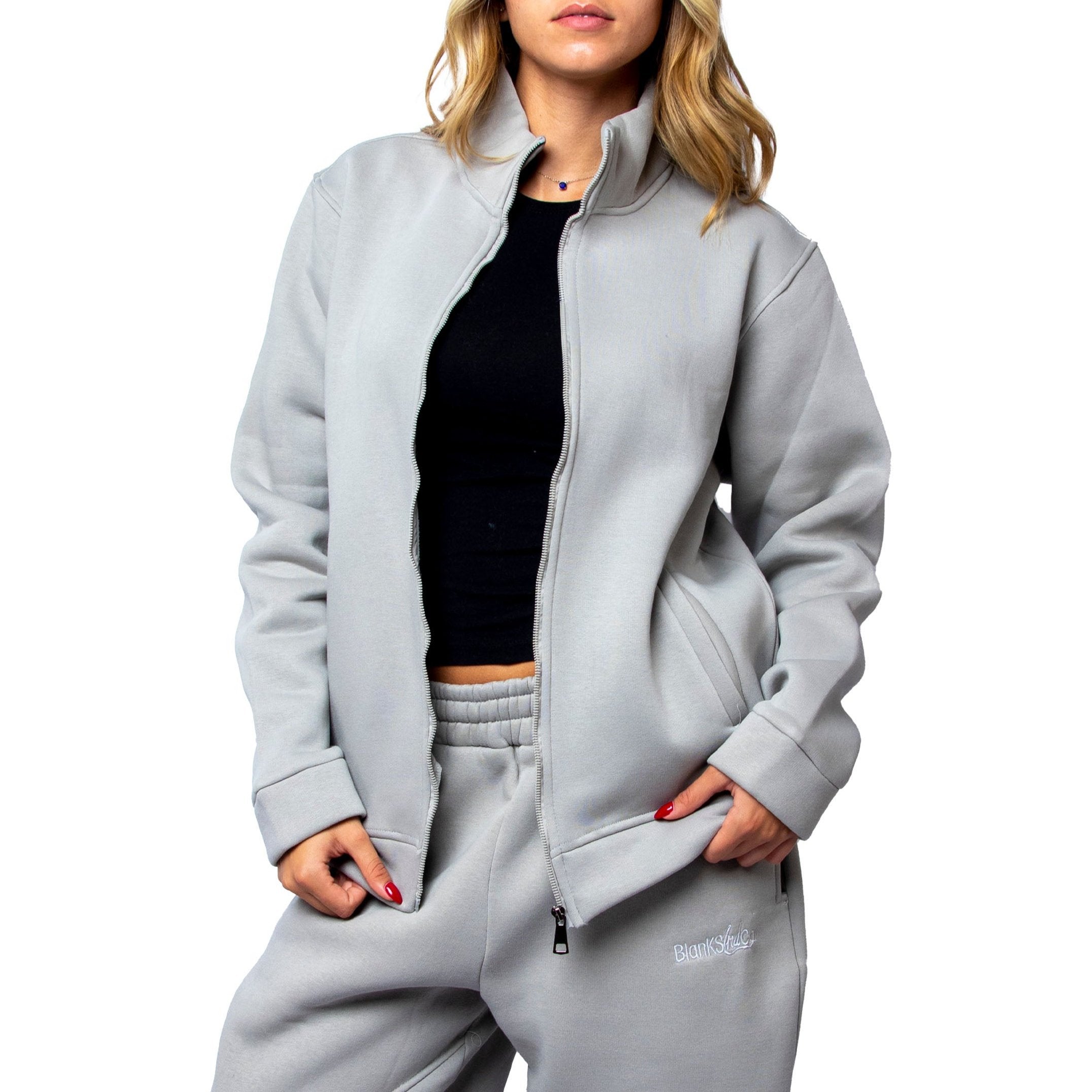 Blank Track zip up in light grey – blanksndco