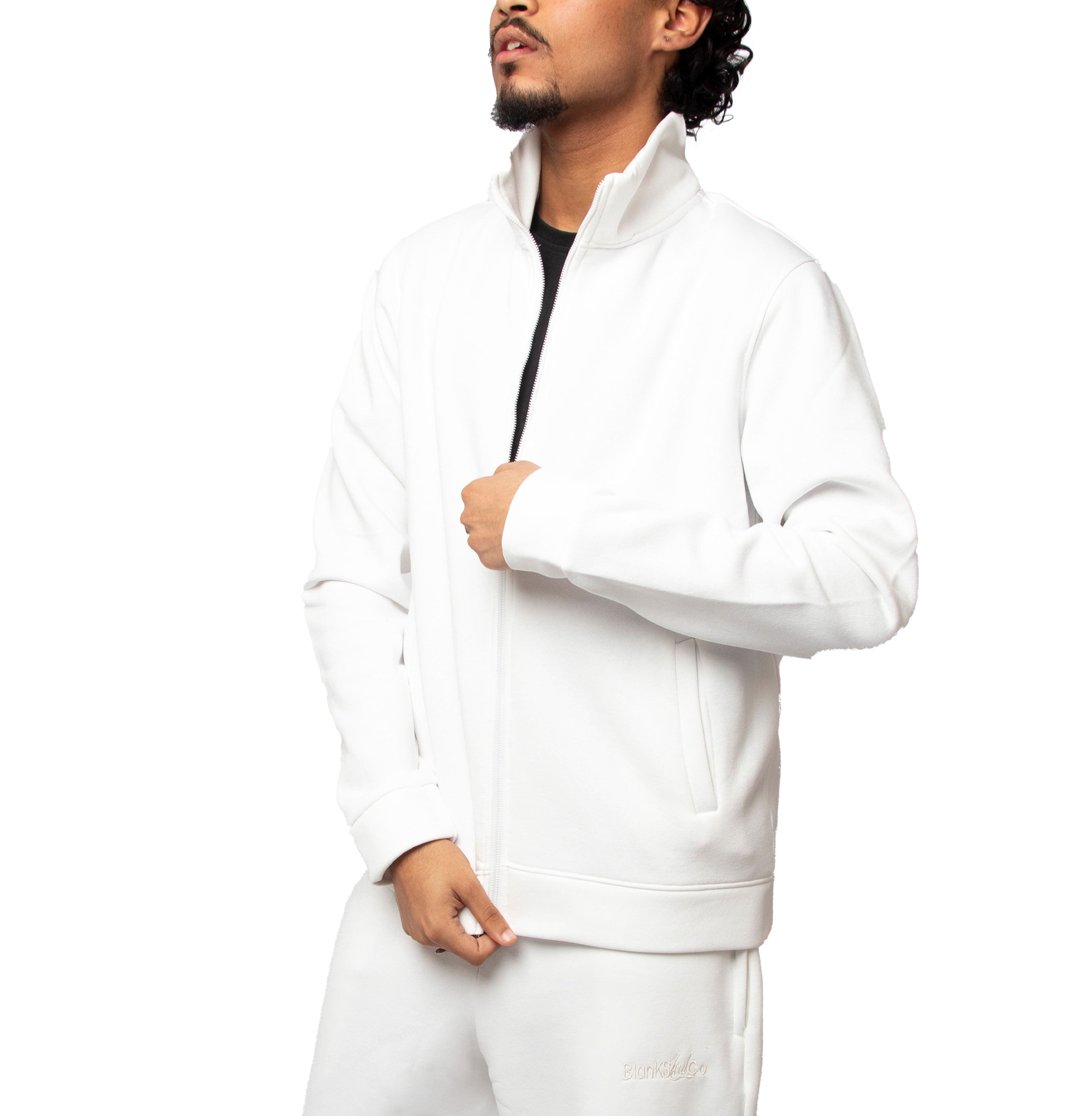 Blank Track zip up in white – blanksndco